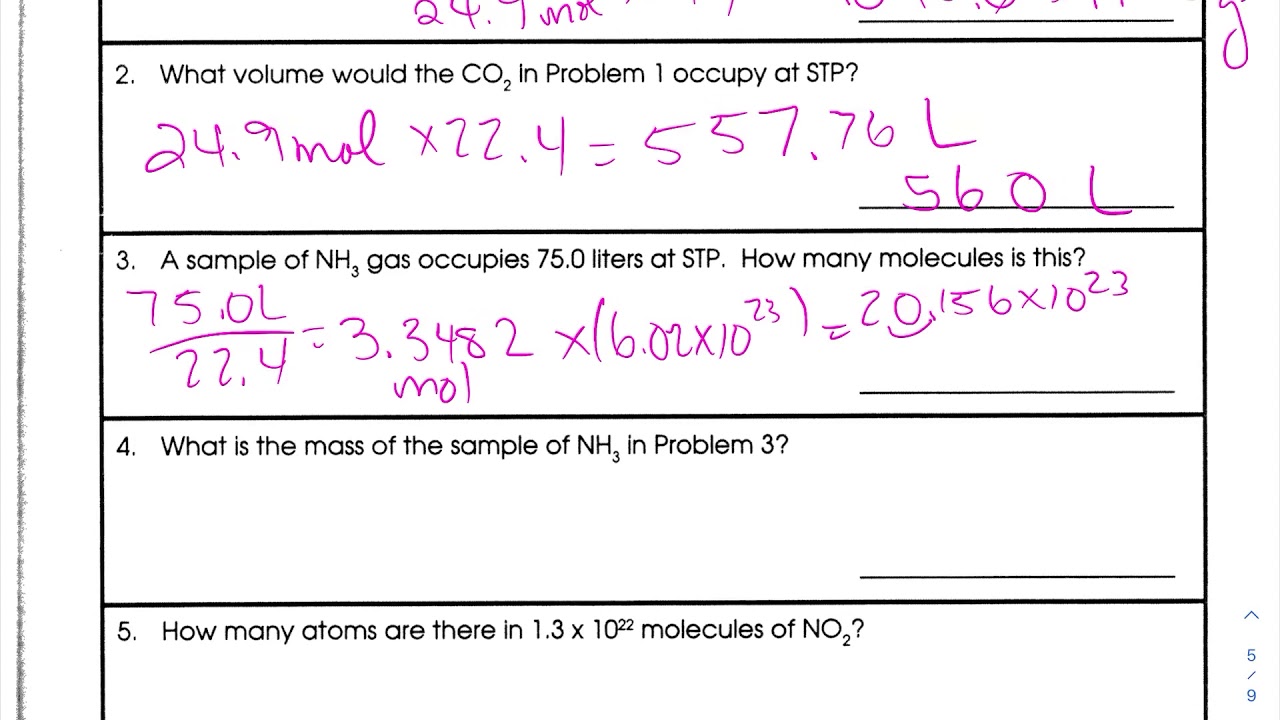Mixed Moles Worksheet Walkthrough