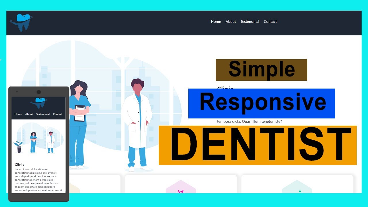 Simple Fully Responsive Dentist Website using HTML & CSS