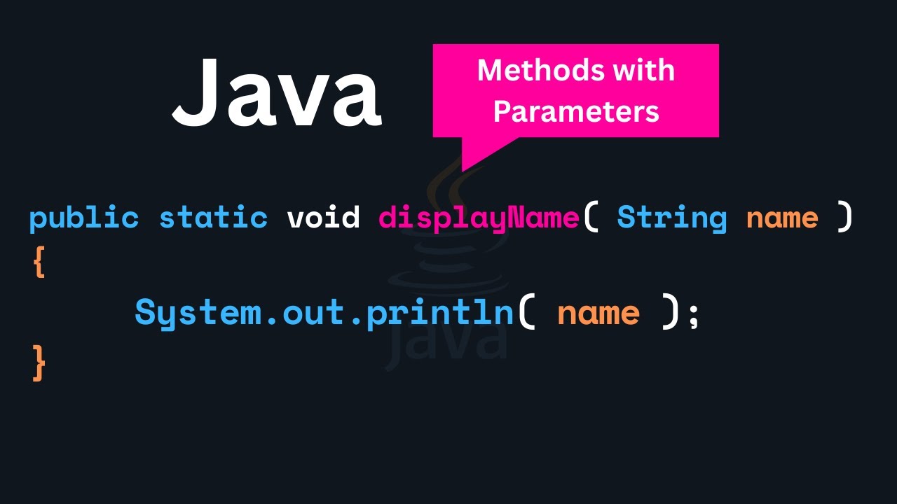 Methods with Parameters / arguments in Java Programming Video Tutorial