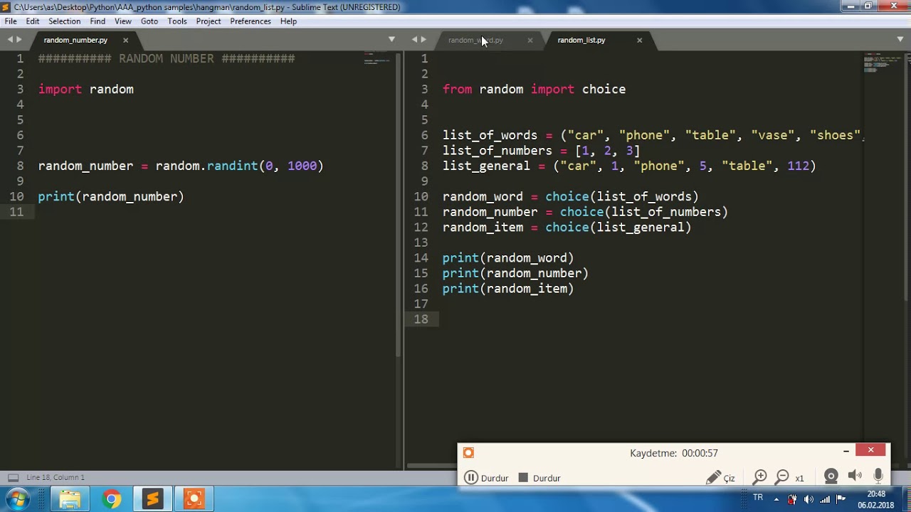 python, random numbers, random words