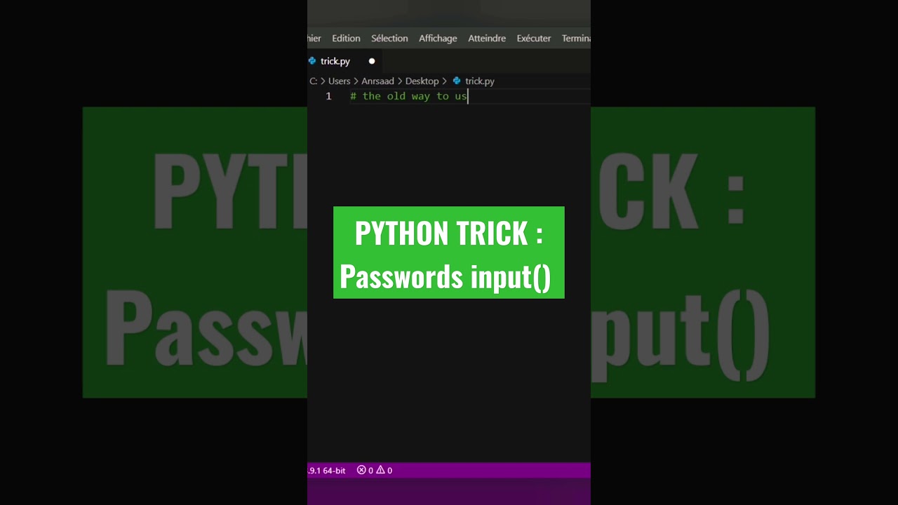 PYTHON TRICK : hide input passwords  #short #python