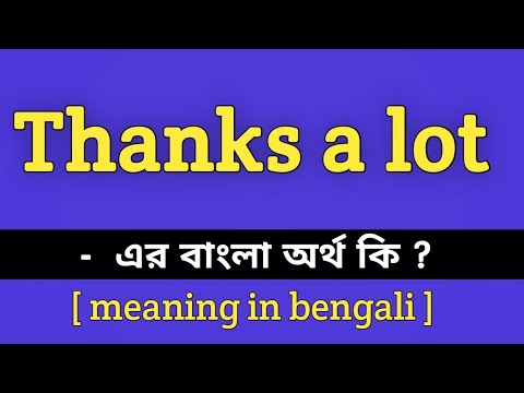 Thanks a lot Meaning in Bengali || Thanks a lot এর বাংলা অর্থ কি || Daily Use English Sentence