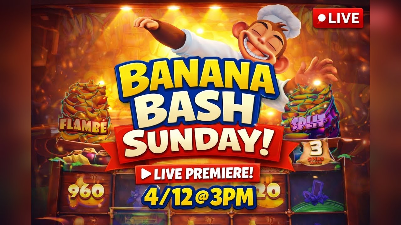 LIVE PREMIERE nothing but Bonuses on the BRAND NEW Slot Banana Bash from Eclipse Gaming Systems. 