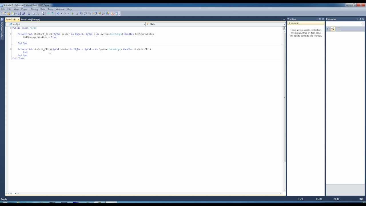 Visual Basic Tutorial 2 - Labels and Buttons