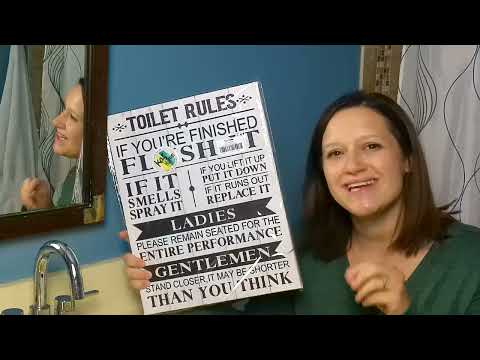 Review of Kas Home Bathroom Canvas Wall Art Rustic Funny Toilet Rules Prints Signs Framed Wood