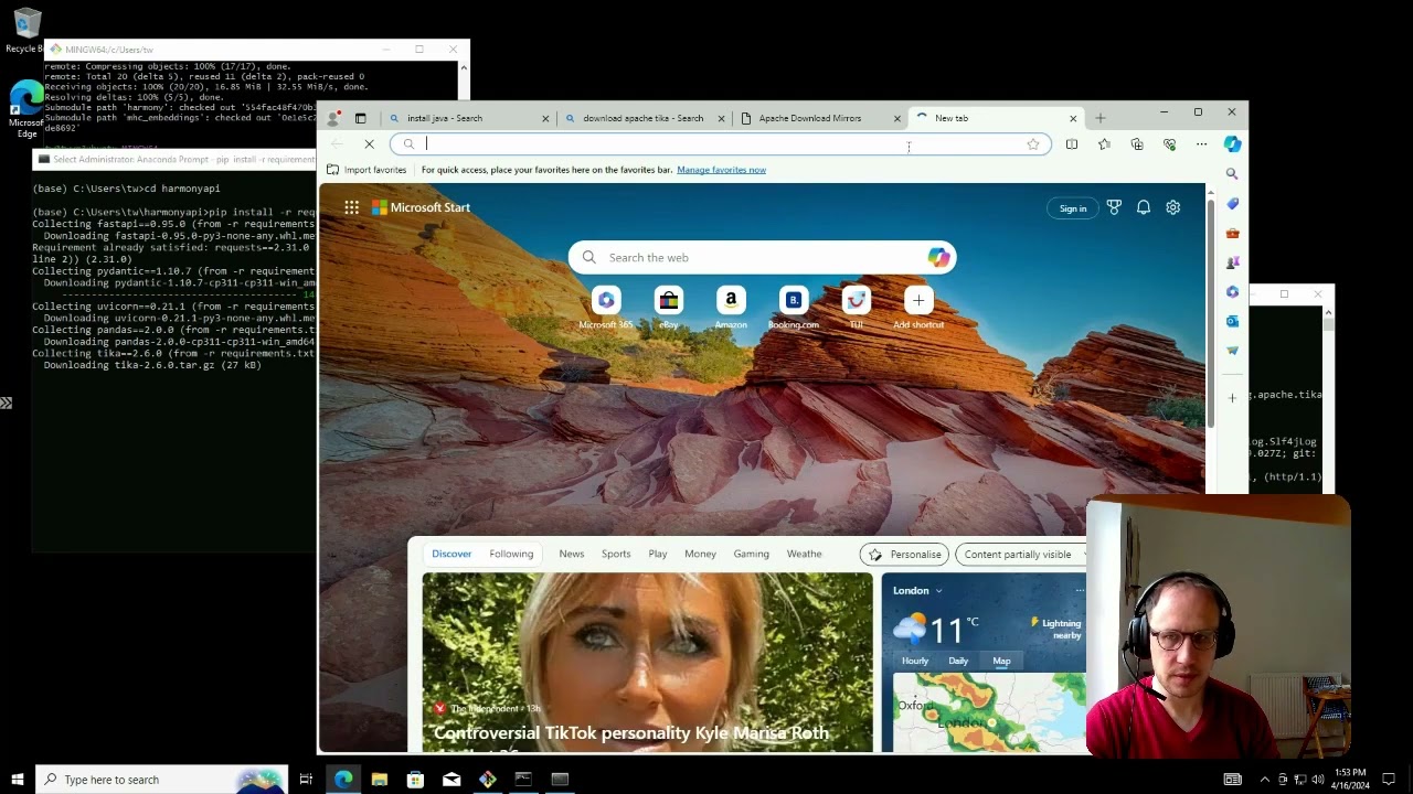 Harmony API and Node.js front end on Windows