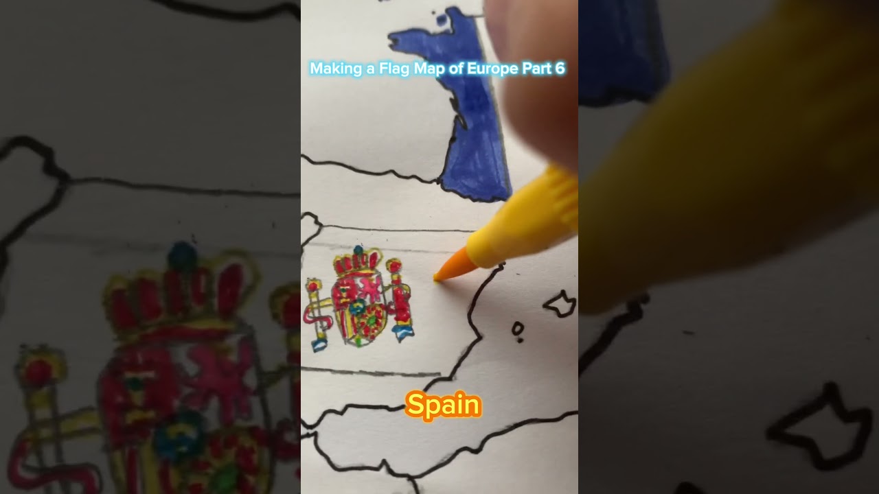 Making a Flag Map of Europe Part 6: Spain #maps #geographymap #art #map #drawing #spain #mapmaker