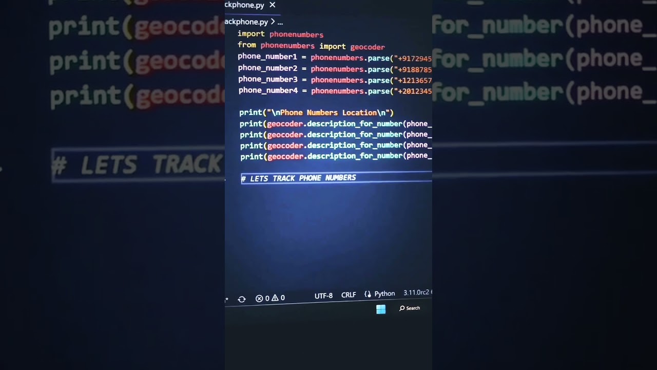 how to track phone location using python #trending #python #trackphone #viralvideo #hacker