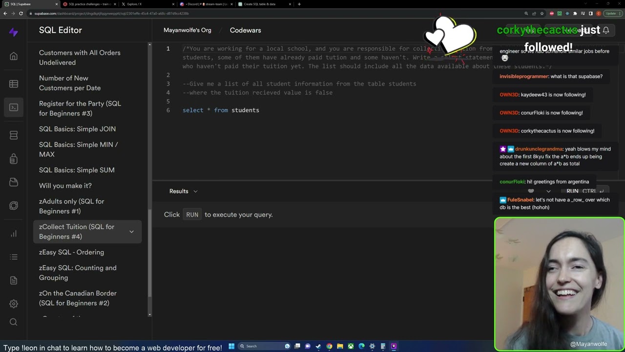 #100Devs - Let's Practice Some More SQL! (PostgreSQL, Supabase)