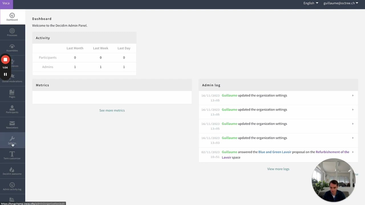 First steps in Decidim as an administrator