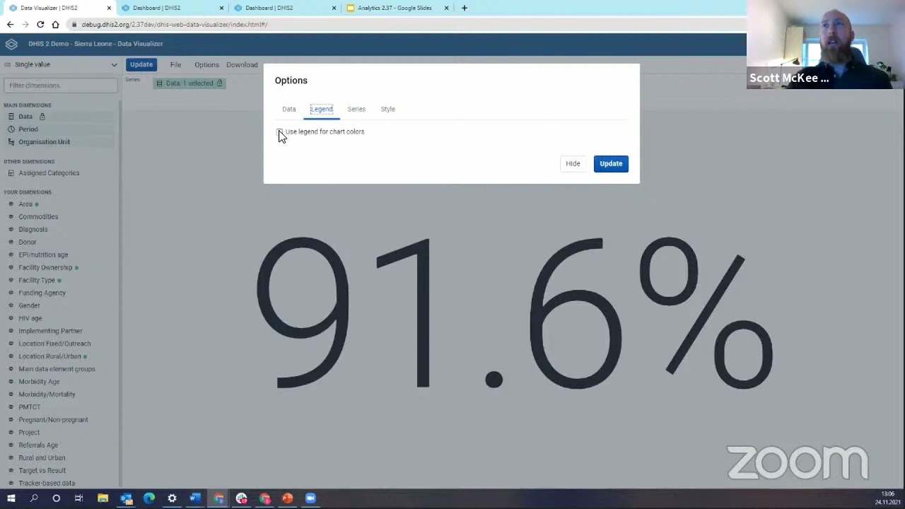 DHIS v2.37 Analytics - Legends in Data Visualizer