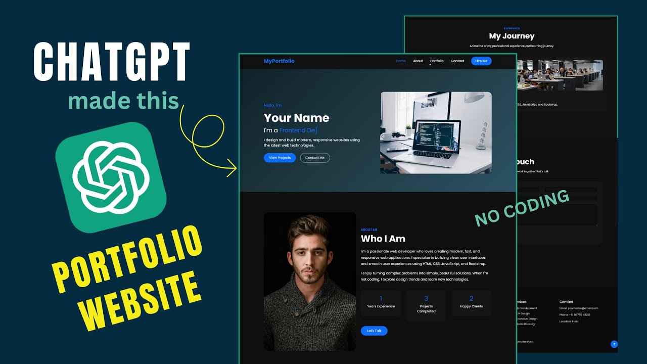 🚀Create Website With ChatGPT - HTML, CSS, JavaScript, & Bootstrap | No Coding Website