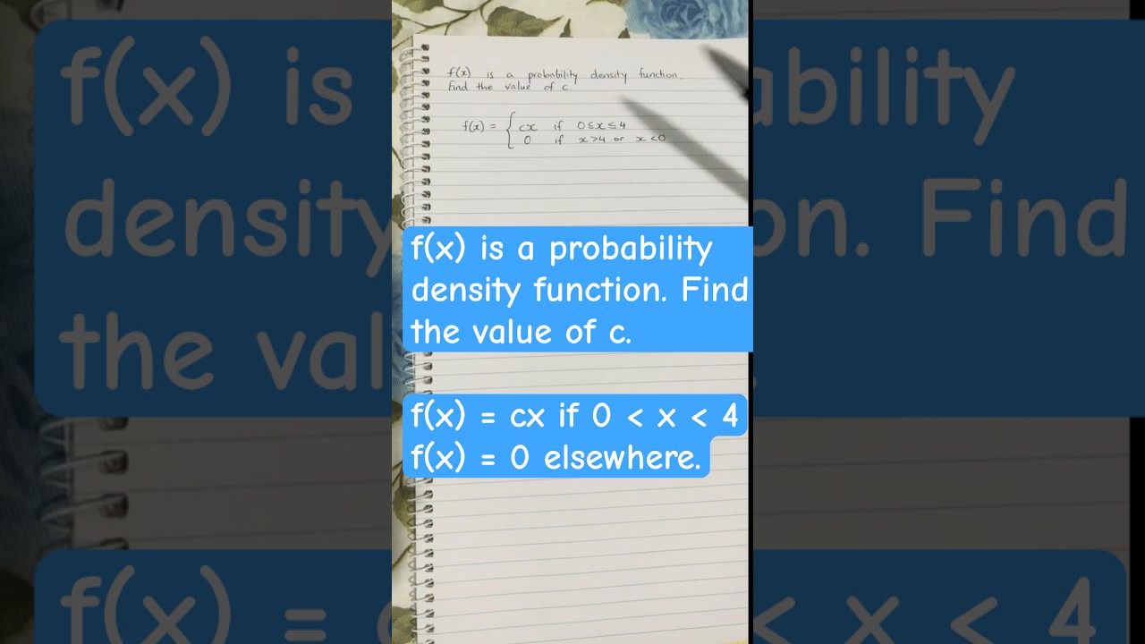 Continuous probability density function. Find the value of c! #maths #probabilitydensityfunction