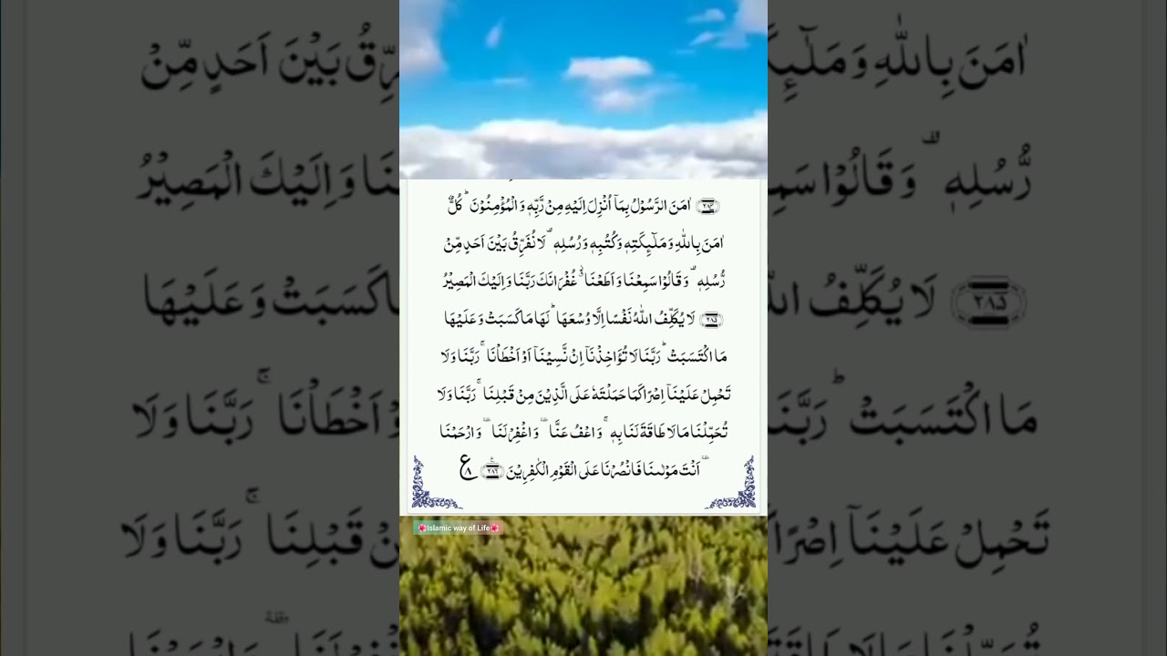 Surah Al baqarah Ayat 285 286 Hadith shareef