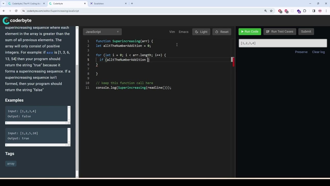 Coderbyte |Superincreasing | Easy | Solution with JavaScript