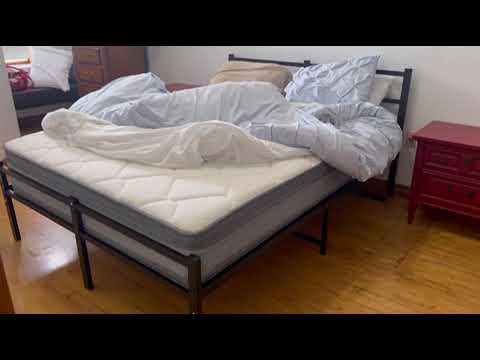 King Size Metal Platform Bed Frame with Headboard & Footboard, Sturdy Bed Frame with Metal Slats