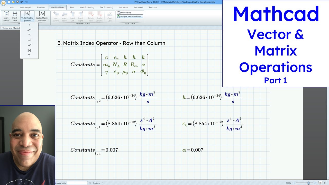 Mathcad Prime - Vector and Matrix Operations (Part 1)