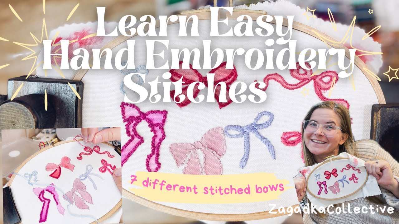 7 Beginner Hand Embroidery Stitches Explained - Bow Embroidery Tutorial
