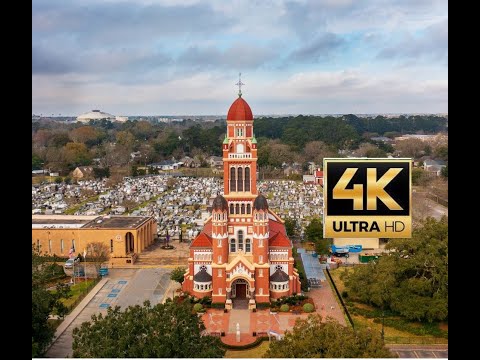 Cathedral of St. John Lafayette Louisiana Aerial Drone Video