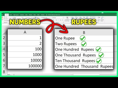 How to Convert Numbers to words Rupees automatically in excel No Macro No Coding