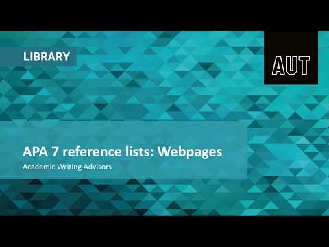 APA 7 reference lists: Webpages