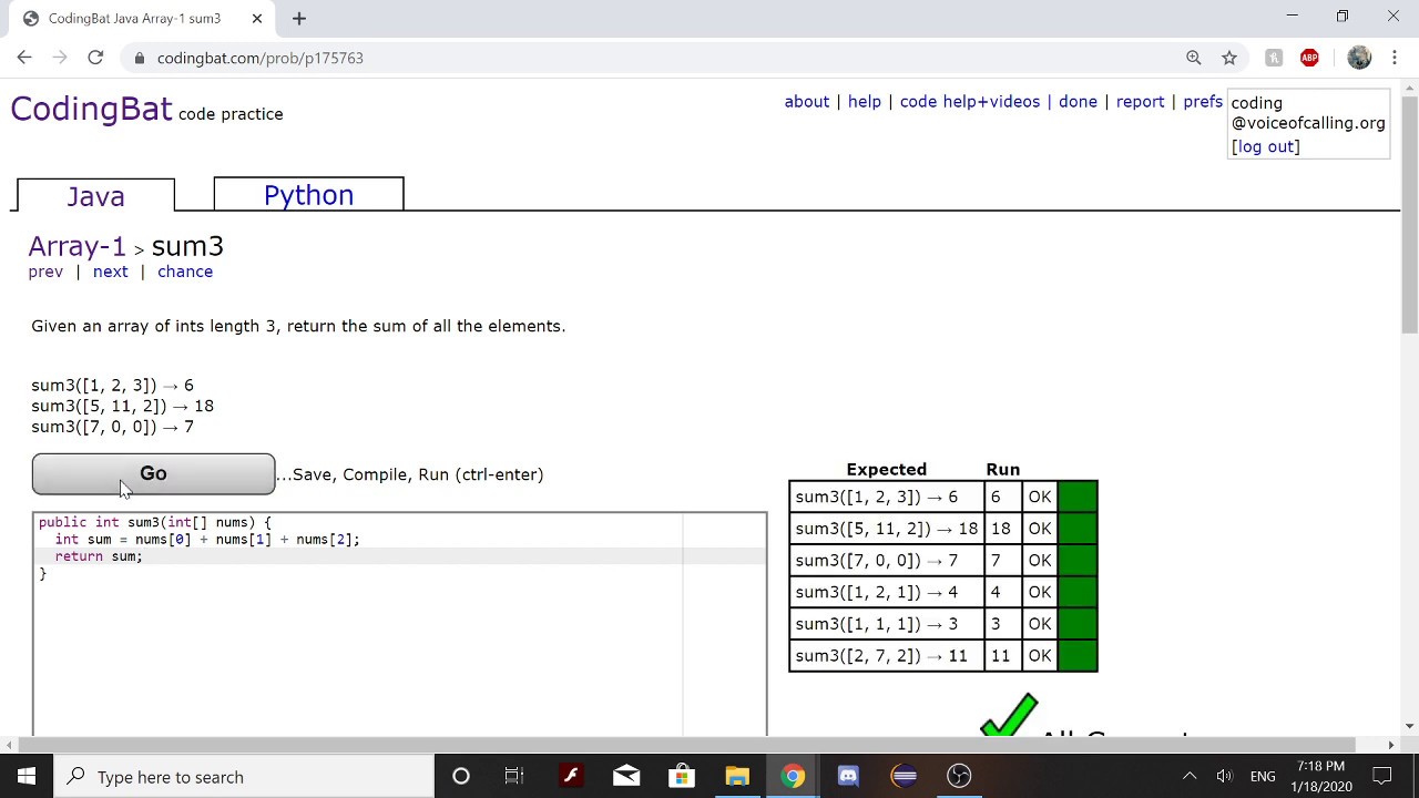 Array-1 (sum3) Java Tutorial || Codingbat.com