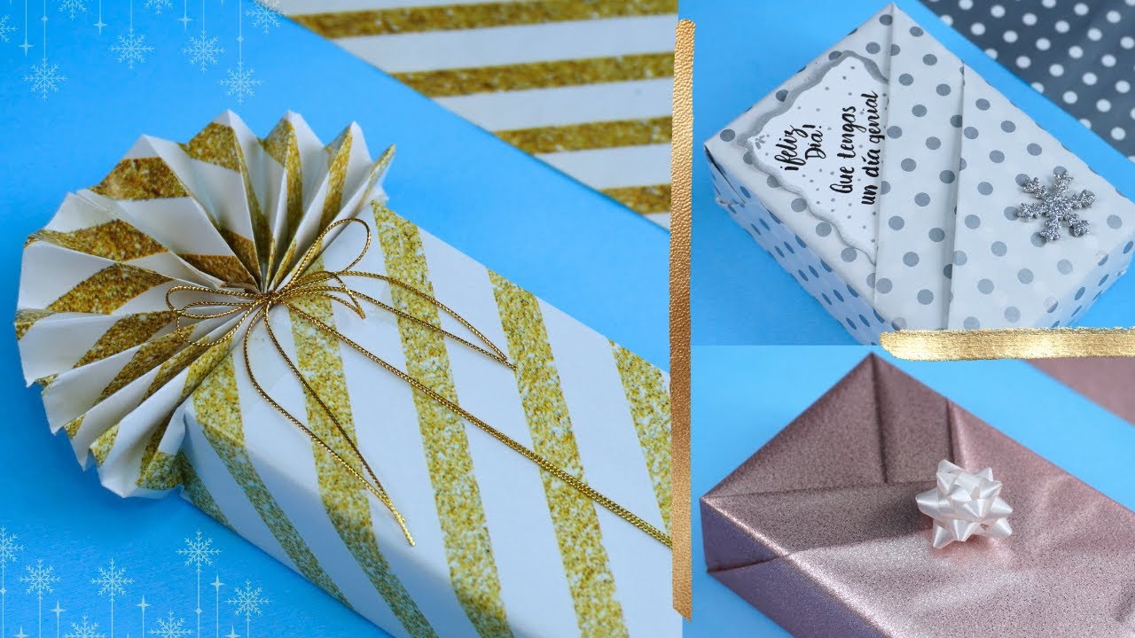🎁 3 formas fáciles de envolver regalos con papel😍 Quedan hermosos