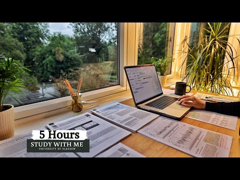 5 HOUR STUDY WITH ME ⎸Background noise, 10 min Break, No music, Study with Merve