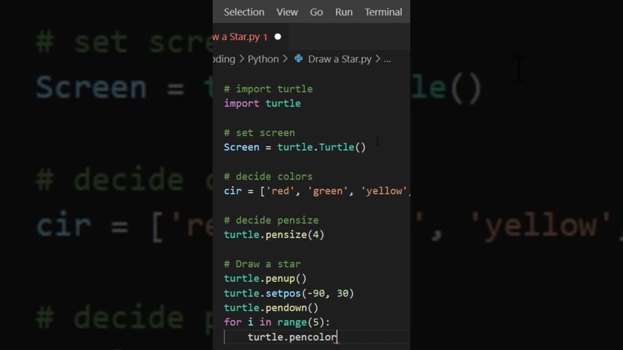 Draw a Star using Python | Python Turtle #shorts #python