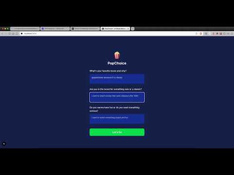 PopChoice: AI-powered Movie Recommendation App using RAG Implementation | OpenAI API | Supabase