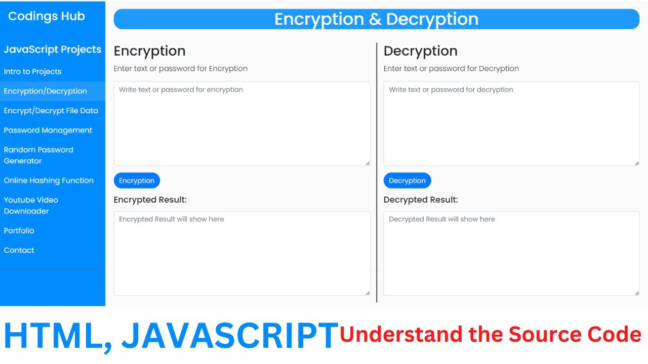 Encryption & Decryption in JavaScript || Project of JavaScript || HTML Bootstrap & JavaScript #2023