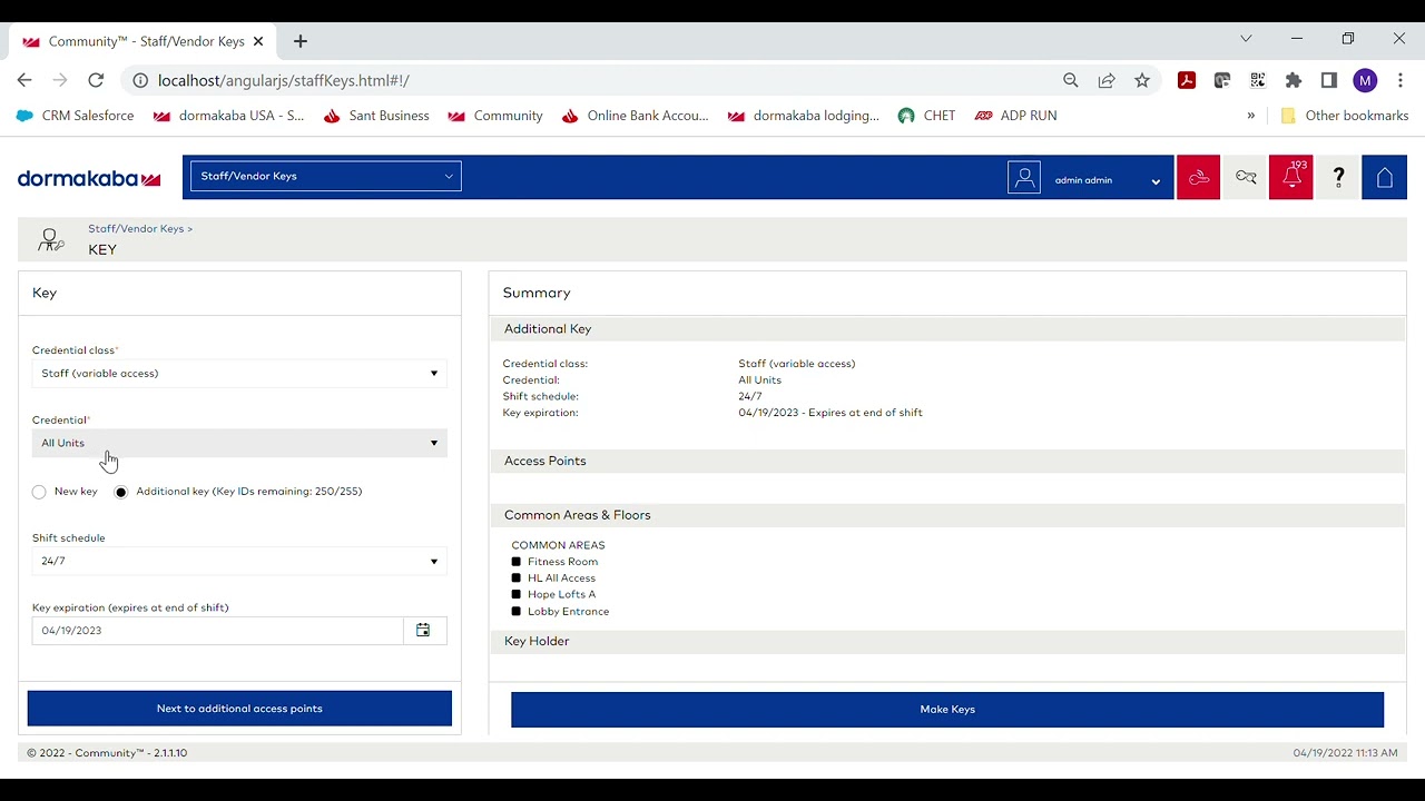 Variable Access Credential - dormakaba community software