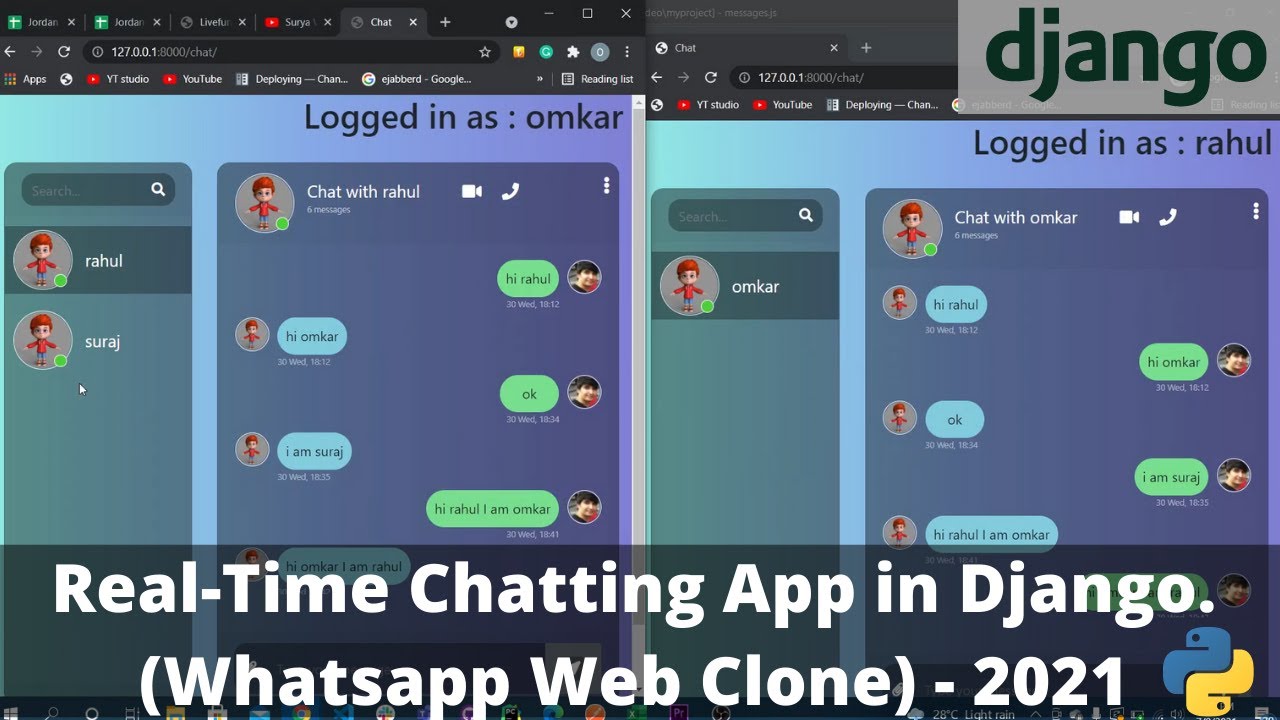 How to create Real-Time Chatting App in Django(Whatsapp Web Clone) || 2021 | The Codrammers | Part-1
