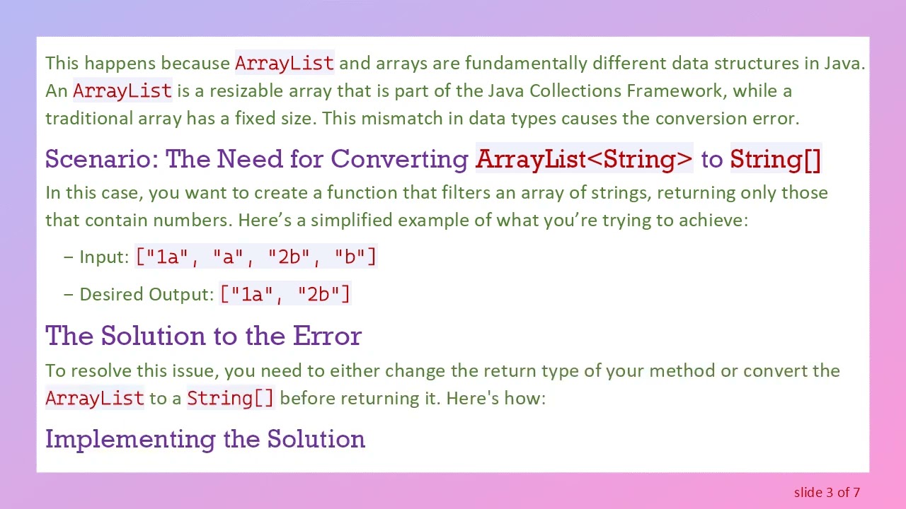 How to Fix the ArrayList String  cannot be converted to String[] Error in Java