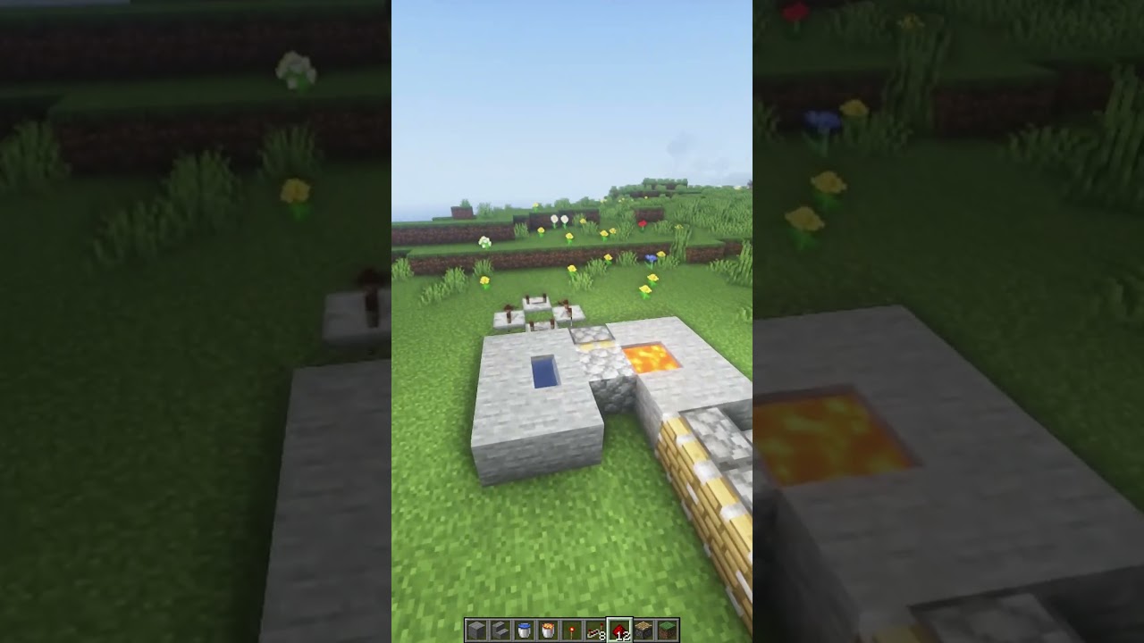 Automatic Cobblestone Bridge Builder  #minecraft #minecraftbuilding #minecraftbuild