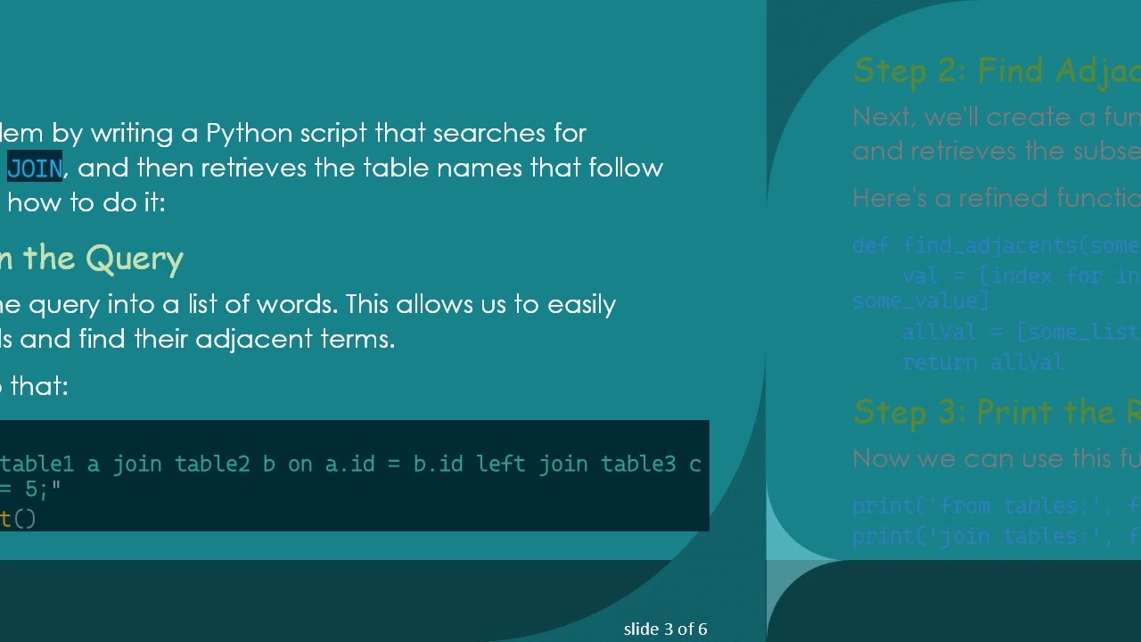 Finding All Tables in a SQL Query with a Python Script