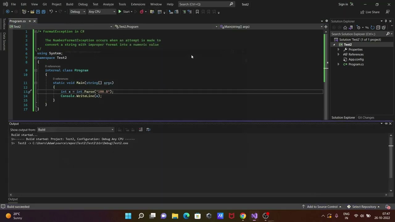 What is FormatException in C#