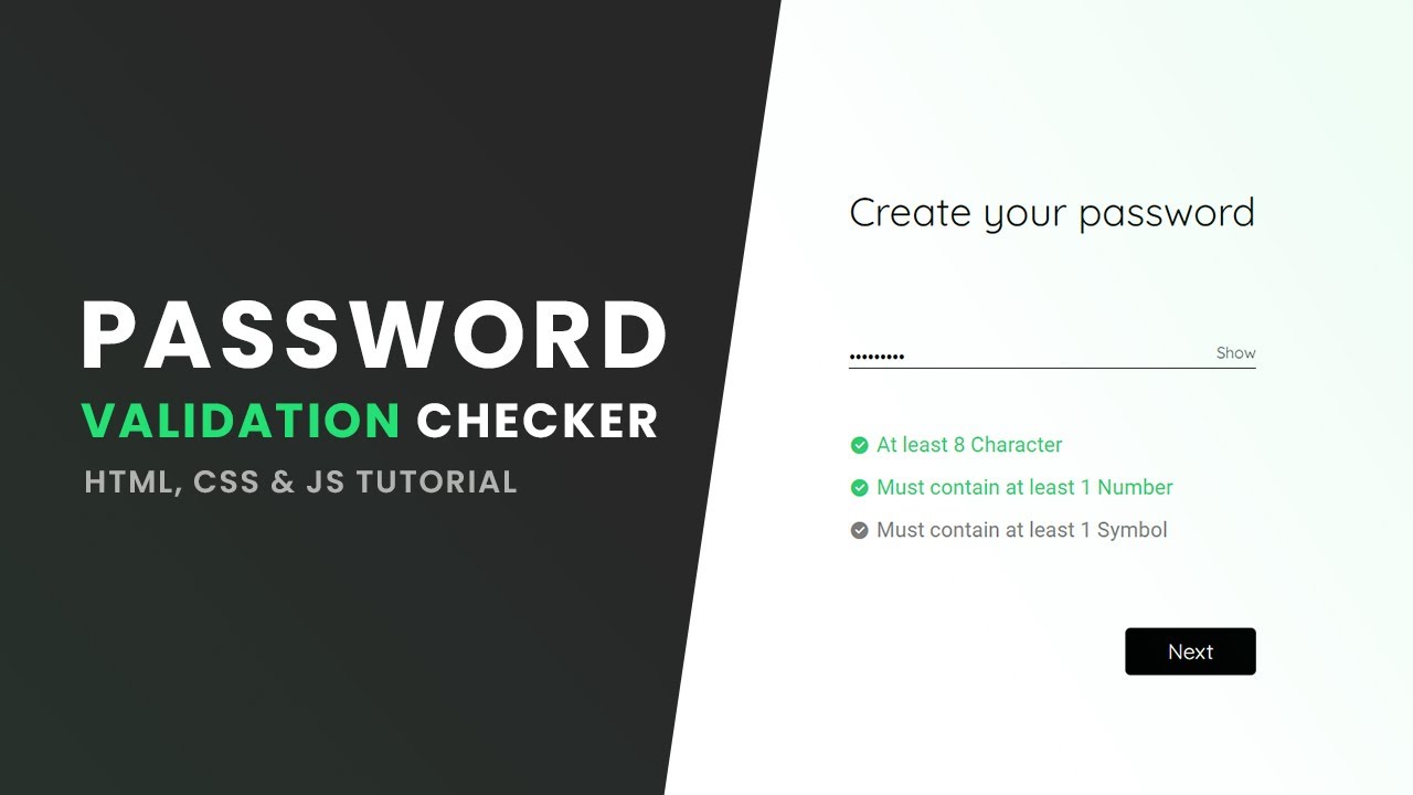 Password Validation Checker | HTML CSS JavaScript Tutorial