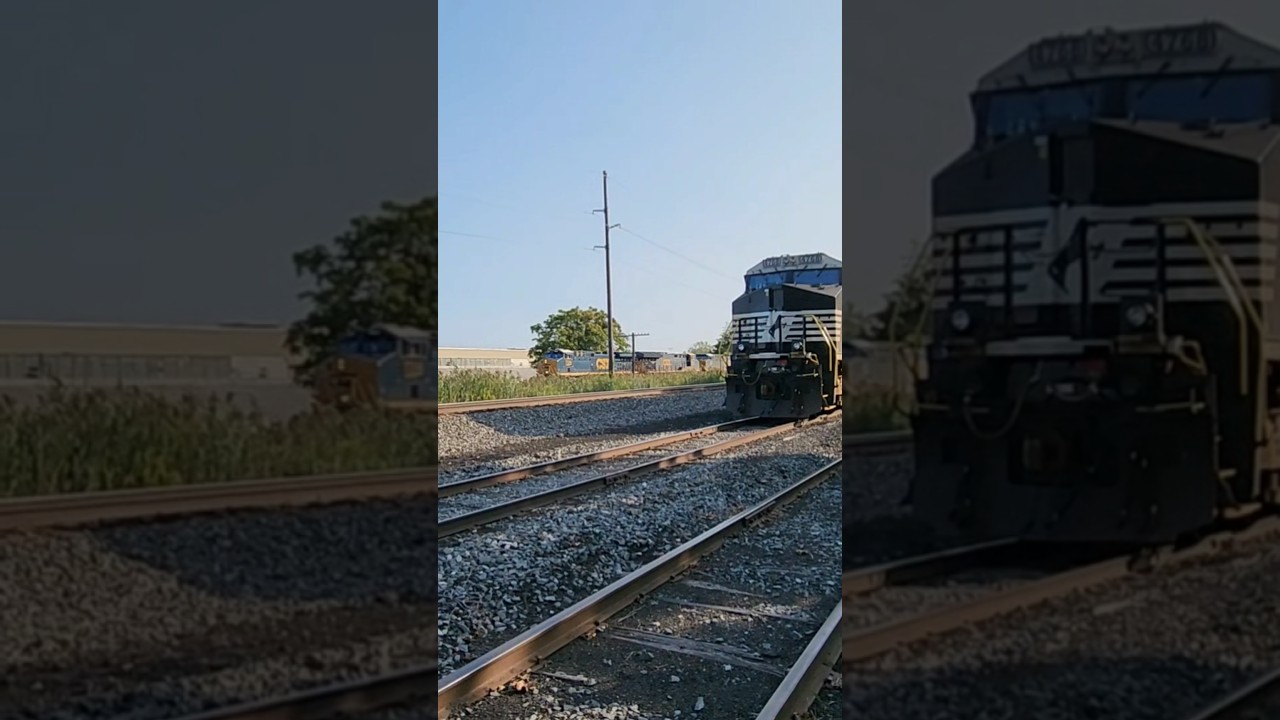 Norfolk Southern 4768 waits at the Wabtec interchange While a CSX train roars by! #shorts #railway