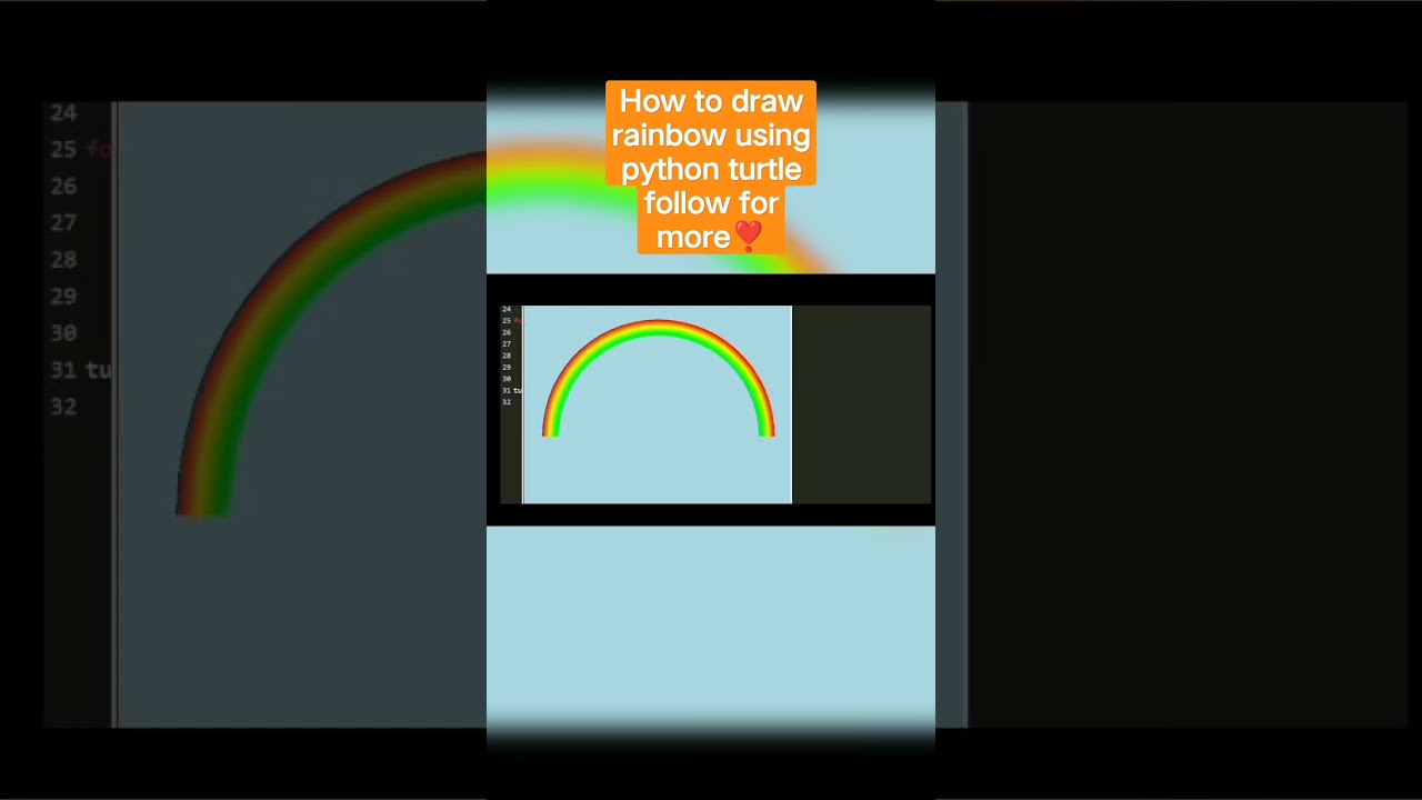 how to draw rainbow using python turtle#code #reels #coding #programming #python #pythonprogramming
