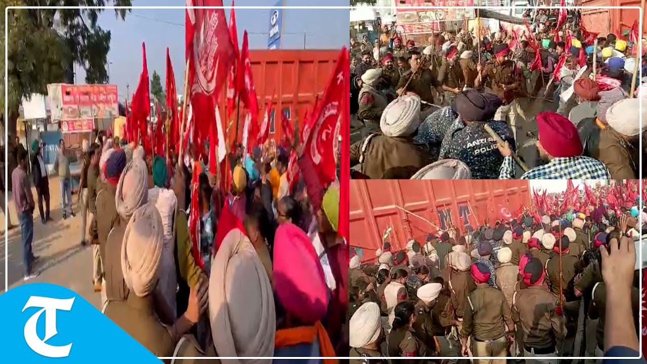 Furore after protesting farmers cane charged by cops outside Bhagwant Mann's Sangrur residence