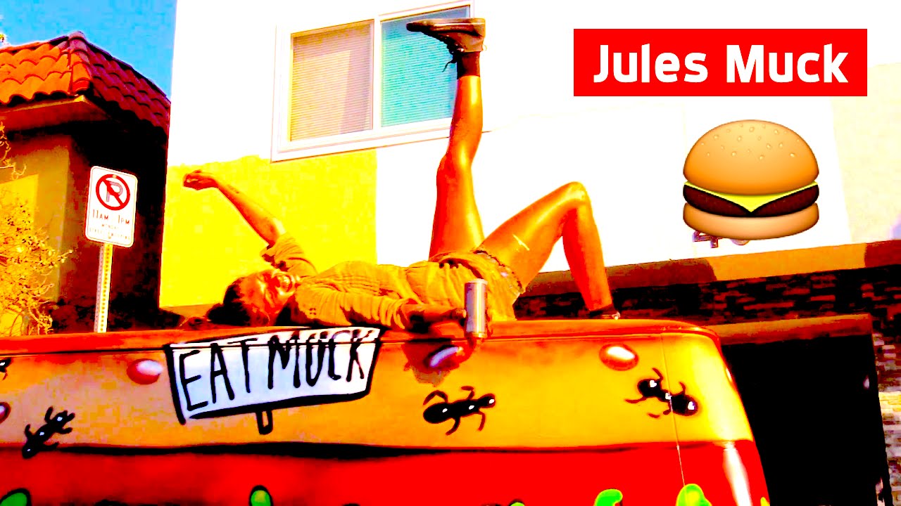 LA street artist in action: 'muckrock' Jules Muck paints Burger Van