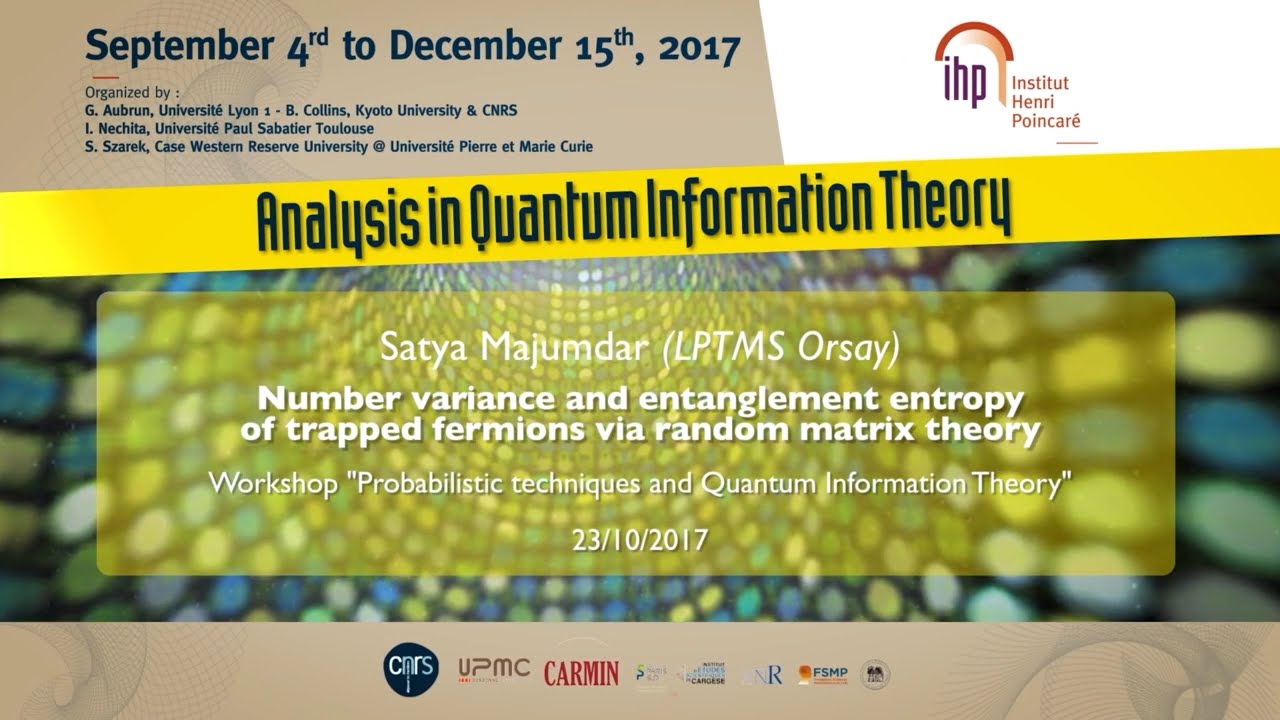 Number variance and entanglement entropy of trapped fermions via random matrix theory