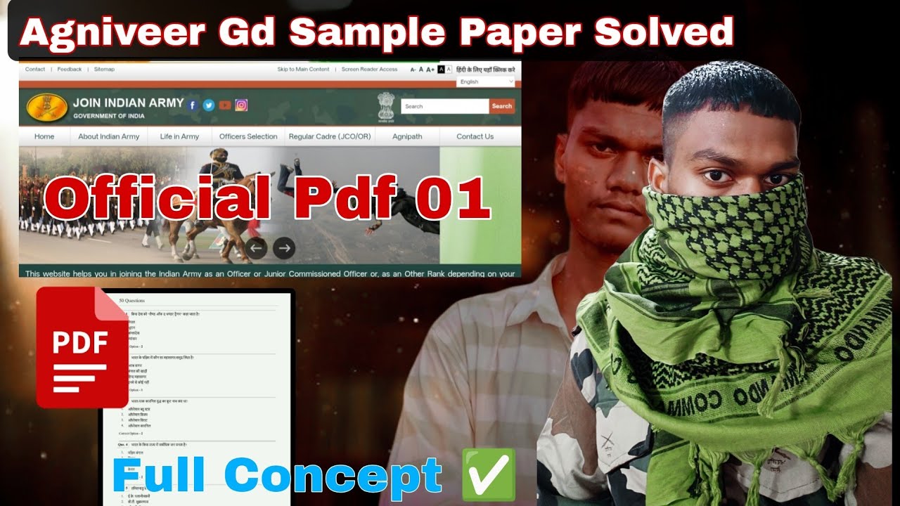 Agniveer Official Sample Paper PDf 01 Solved || Agniveer gd Questions paper 2026