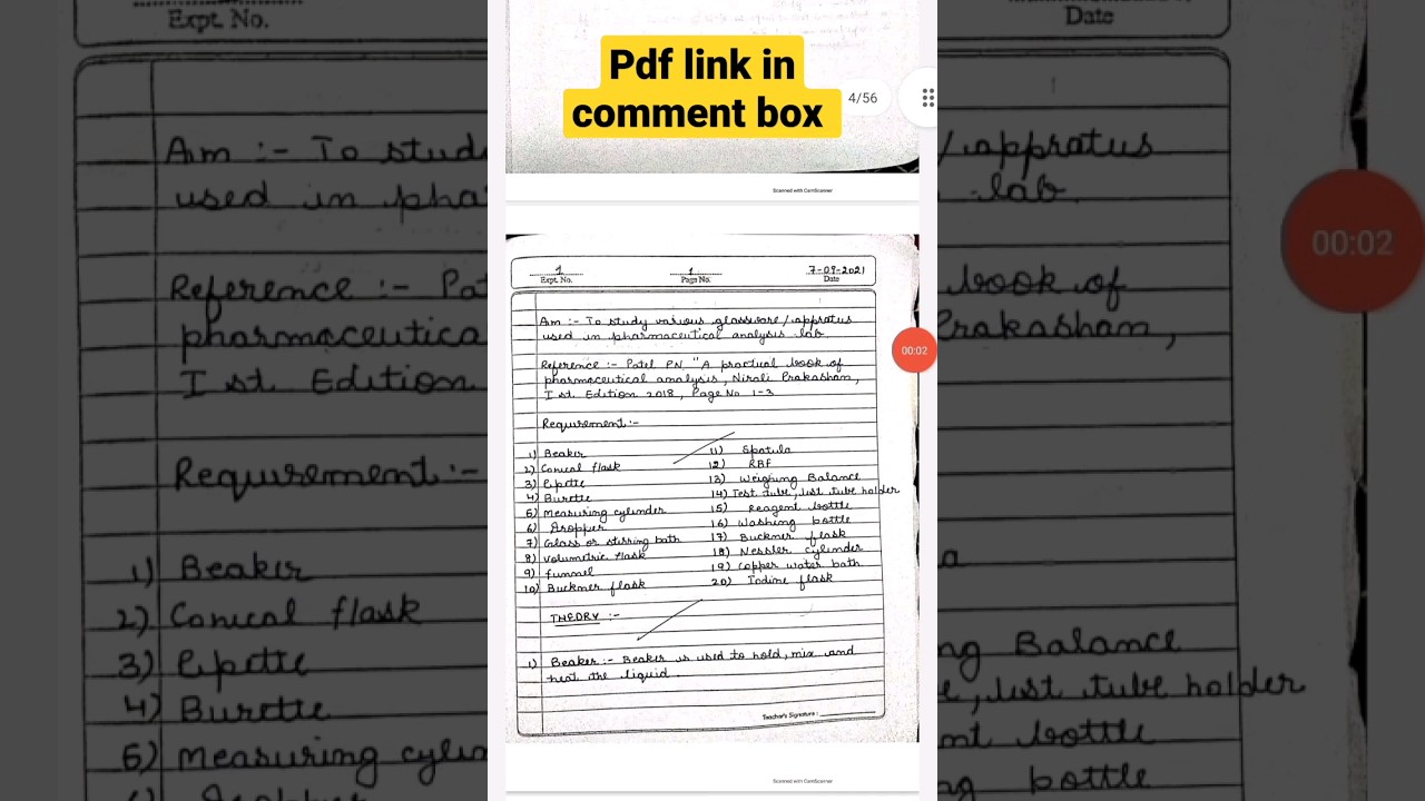 Pharmaceutical Analysis 1st Semester Practical File pdf l B pharmacy 1st Semester Practical #shorts