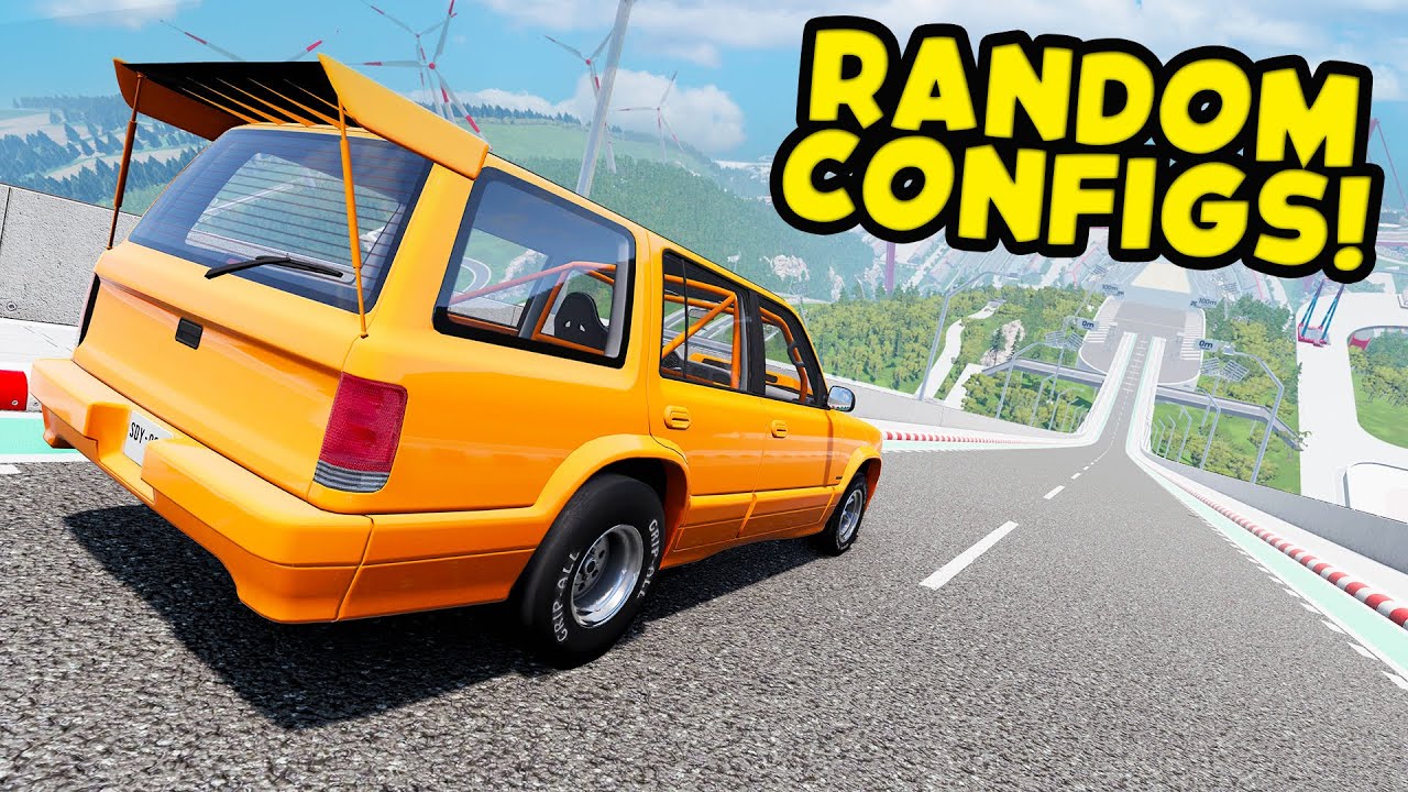 Which Randomly Generated Car Config Can Fly The Furthest On Car Jump Arena? PART 1 - BeamNG Drive