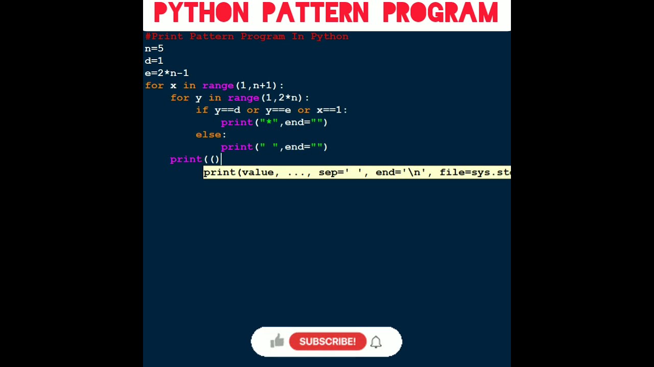 #python 33 To Print Pattern Program In Python Programming | Computer Programming | #shorts #coding