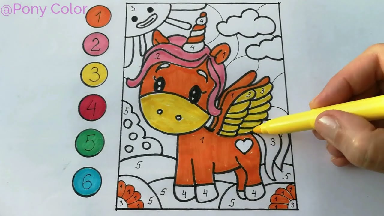 Color by Number Unicorn,Learn Colors,Educational video for Kids