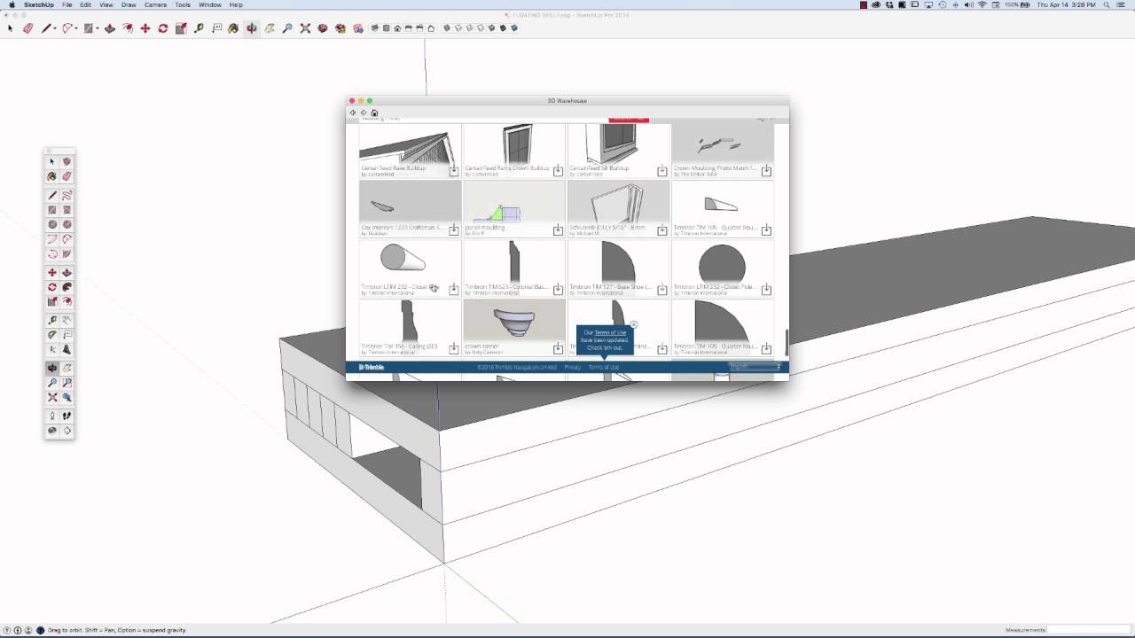 SKETCHUP: FOLLOW ME TOOL AND A FLOATING SHELF