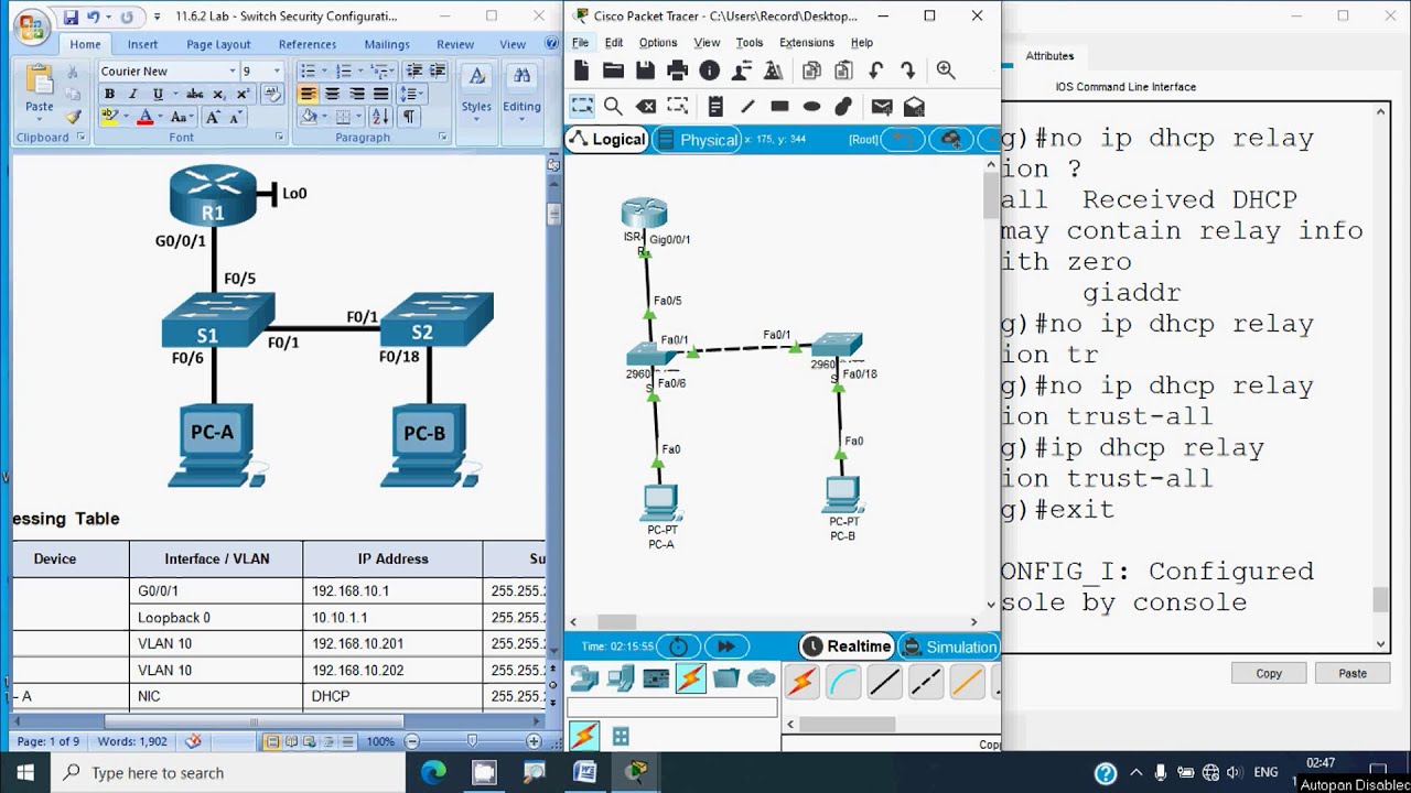 11.6.2 Lab - Switch Security Configuration